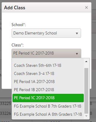 add class selection – FitnessGram Software Help